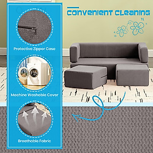 MastonHome Kids Couch - Modular Kids Sofa for Toddler and Baby Playroom/Bedroom Furniture Removable Cover