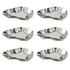 Honbay 6PCS Stainless Steel Oyster Shells Reusable Food Shell Pans Clam Grilling Shells Kitchen Metal Oyster Dish for Cooking Seafood Scallop Shrimp