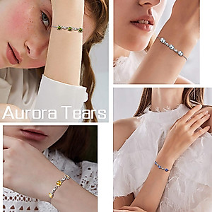 Aurora Tears March Birthstone Bracelet Women 925 Sterling Silver Link Bracelets Jewelry DB0112M
