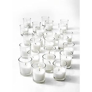 Serene Spaces Living 10-Hour Votive Candle Set of 100 – White Unscented Candles with Clear Glass Holders, Ideal for Weddings, Parties, Events, 2" Tall and 1.75" Diameter