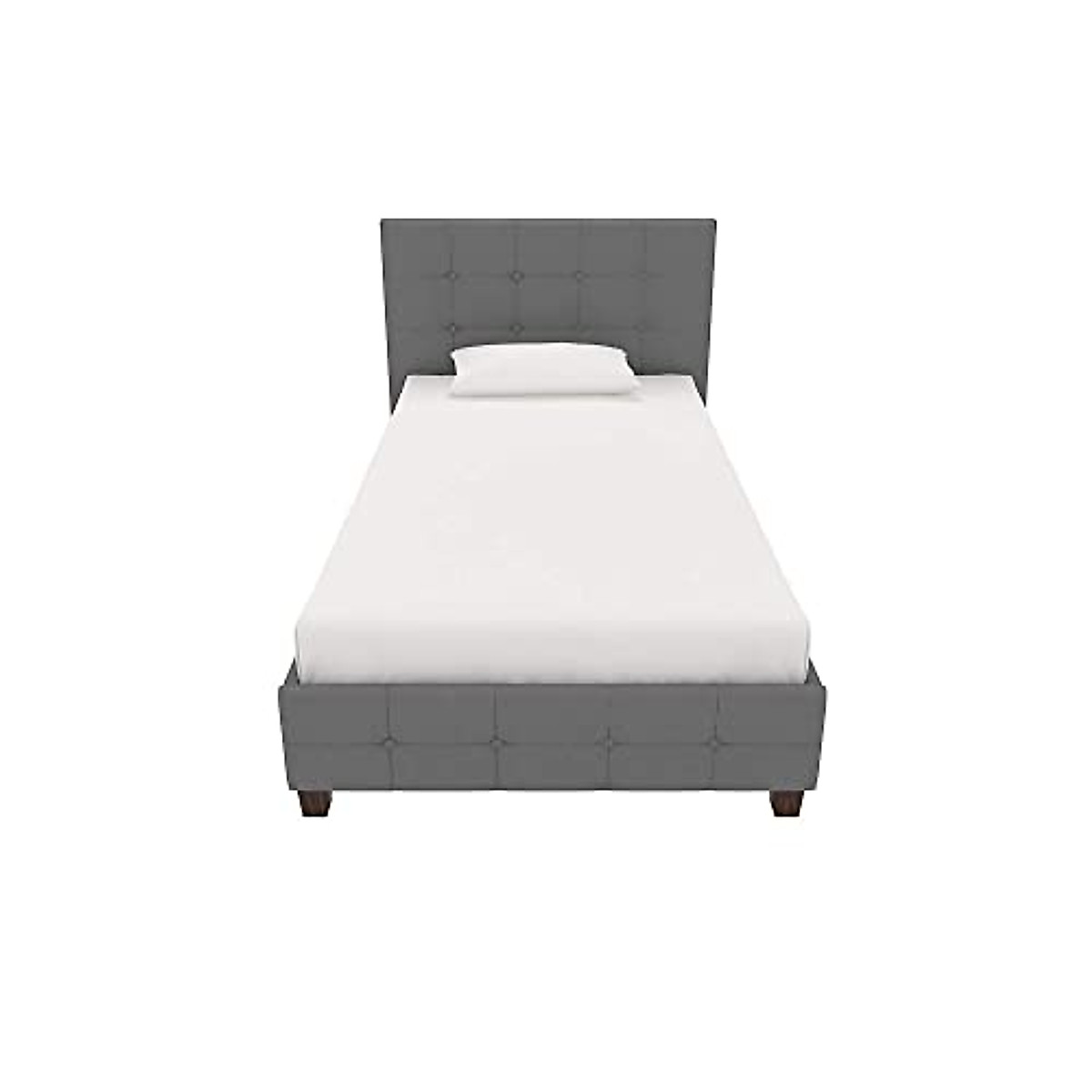 DHP Rose Upholstered Platform Bed with Button Tufted Headboard and Footboard, No Box Spring Needed, Twin, Gray Linen