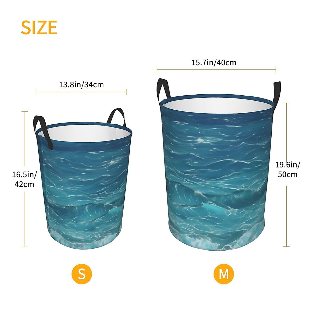 The Deep Ocean Print Laundry Basket for Bathroom Laundry Hamper with Handles Collapsible Circular Hamper Waterproof Dirty Clothes Hamper Organizer Basket