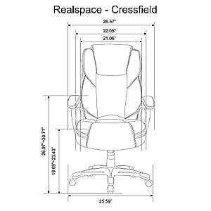 Realspace® Cressfield Bonded Leather High-Back Chair, Black/Silver