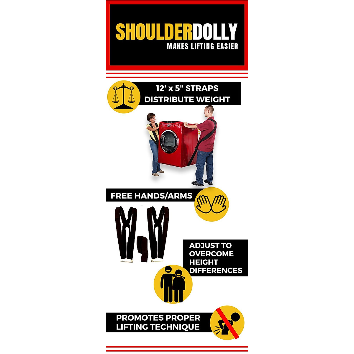 Nielsen Products Shoulder Dolly Accessory Hook Straps 4240 - Hook Straps Perfect For Moving Round Objects And Objects With Handles