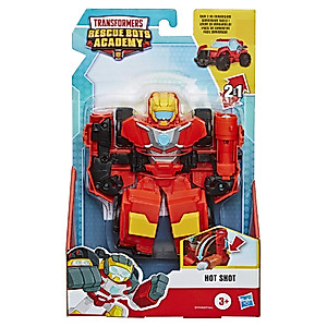 Transformers Playskool Heroes Rescue Bots Academy Hot Shot Converting Toy Robot, 6-Inch Collectible Action Figure Toy for Kids Ages 3 and Up