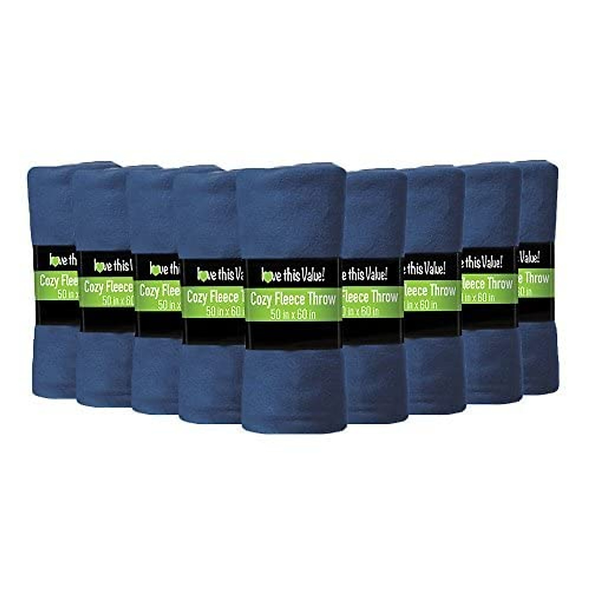 12 Pack Wholesale Soft Comfy Fleece Blankets - 60" x 50" Cozy Throw Blankets (Navy Blue)
