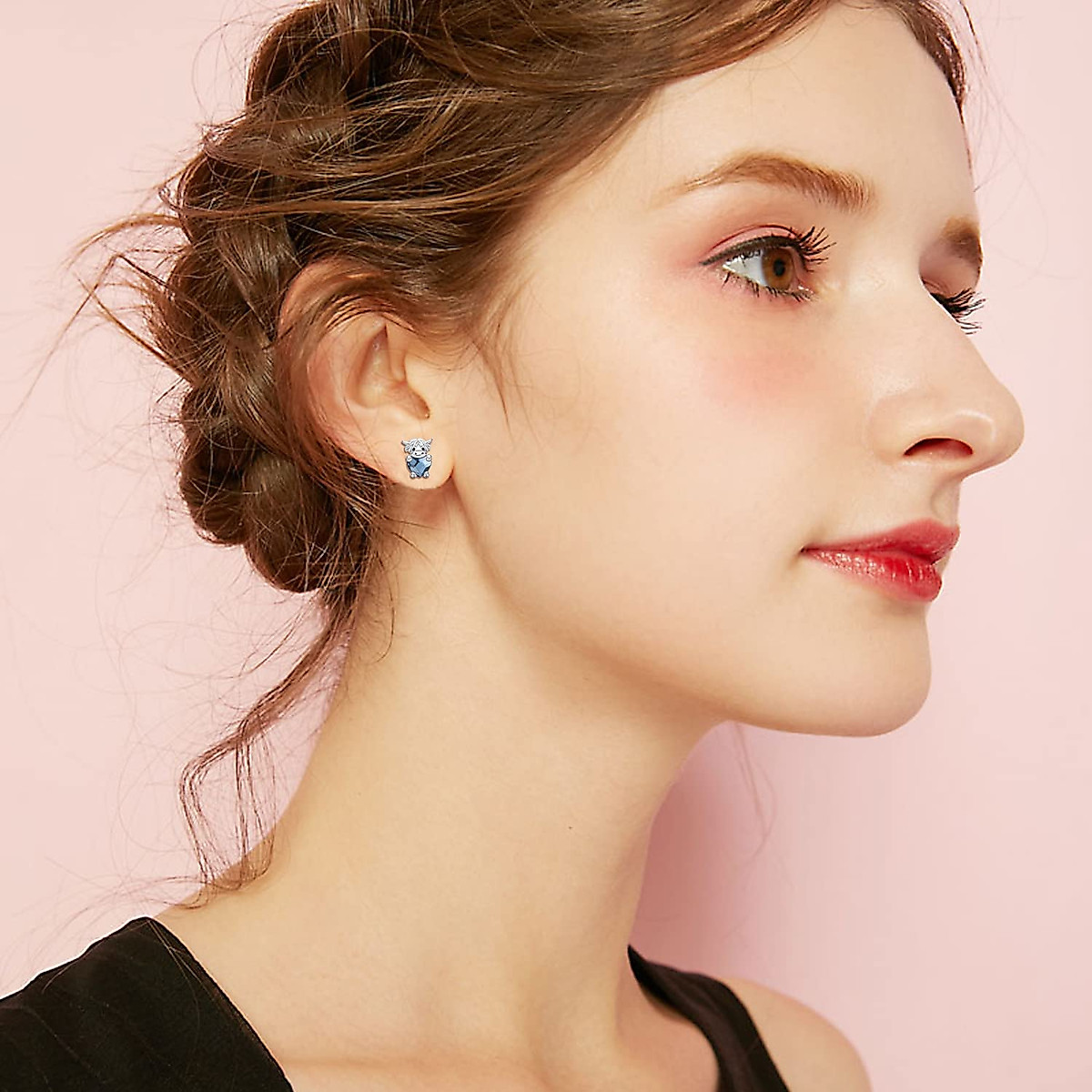 JUSTKIDSTOY Highland Cow Earrings 925 Sterling Silver Cute Animal Cow Stud Earrings Cow Stuffed Jewelry Mothers Day Gifts for Mom Women Girls Daughter