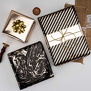 MAYPLUSS Wrapping Paper Roll - Mini Roll -17in x 120in Per roll -Black Gold Foil Marble Stripe,Gold for Birthday,Part,Wedding,Men's Vintage Wrapping Paper Roll all Occassions (42.3 sqft)