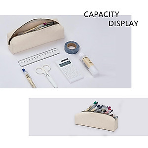 【YONBEN】Canvas pencil case cartuchera para poner boligrafo stationery bag pencil case storage cosmetic bag (Beige, S)