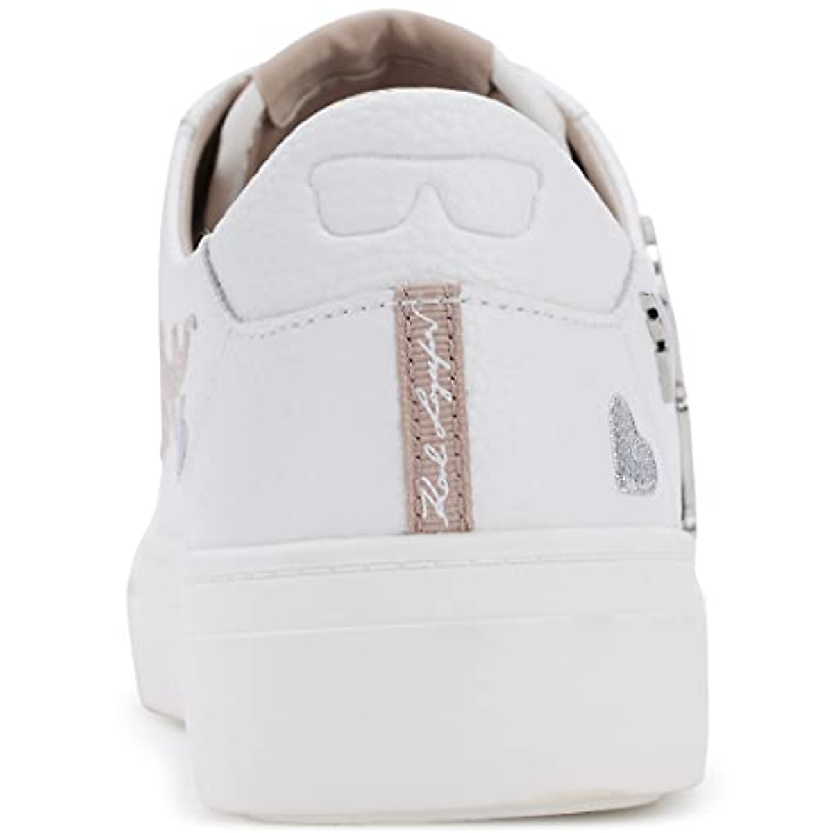 Karl Lagerfeld Paris Cate Shoes – Sneakers for Women with Iconic KLP Pins, White/Dune Pink, 10
