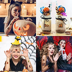 64 Pieces Halloween Temporary Tattoos For Kids Boys Girls, Halloween Party Favors, Pumpkin Black Cat Witch Bat Fake Tattoo Stickers for Halloween Decorations Treat Goodie Bag Fillers Makeup Kit