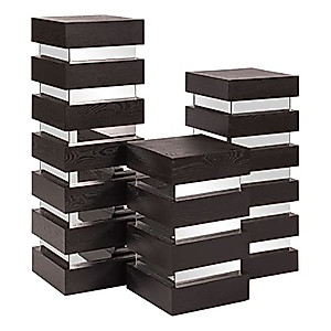 Howard Elliott Stepped Pedestal Accent, Medium, Black Wood and Mirror, 12 x 12 x 28 Inch Table