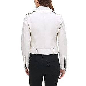 Levi's Women's Faux Leather Contemporary Asymmetrical Motorcycle Jacket, Oyster, X-Small