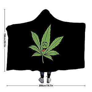 Pot Leaves Weed Wearable Hooded Blanket Soft Cloak for Watch Tv Sofa Bed Napping 60"x80"
