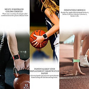 Upgrade Bands Compatible with Apple Watch Band 38mm 40mm 41mm for Women Men-Soft Silicone Replacement Sport Watch Strap for iWatch SE Series 7 6 5 4 3 2 1-Smartwatch Band