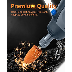 ZORUNNA 120Pcs Sanding Bits for Dremel Rotary Tool, Strong Grinding Stones Bits with 1/8" Shank, Aluminum Oxide Sanding Accessories to Polish Sharpen Jade, Rust and Metal(3 Sizes).