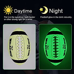 MILACHIC Football, Glow in The Dark Football Size 9, Luminous Glowing Football Super Grip Composite Leather Football Balls with Pump and Ball Carry Bag