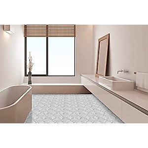 MSI AMZ-MD-00239 Carrara White Ellipsis 8.66 in. x 11.63 in. Geometric Polished Marble Mesh-Mounted Mosaic Wall Bathroom, Floor, Kitchen Backsplash and Countertop Tile Gray, 3 Square Feet