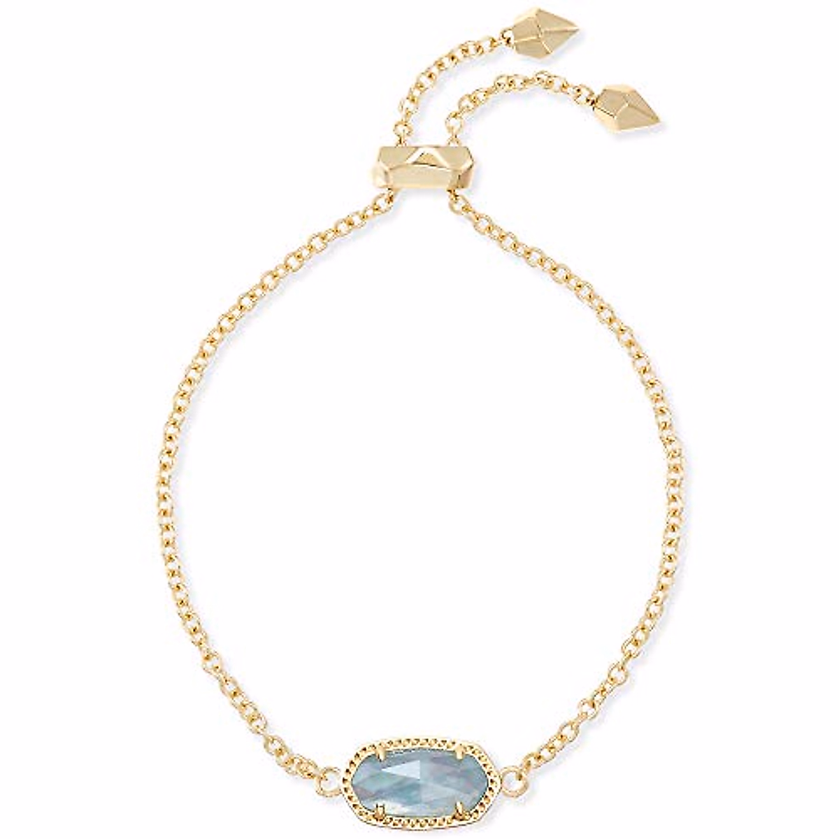 Kendra Scott Elaina Link Chain Bracelet for Women, Dainty Fashion Jewelry, 14k Gold-Plated Brass, Light Blue Illusion