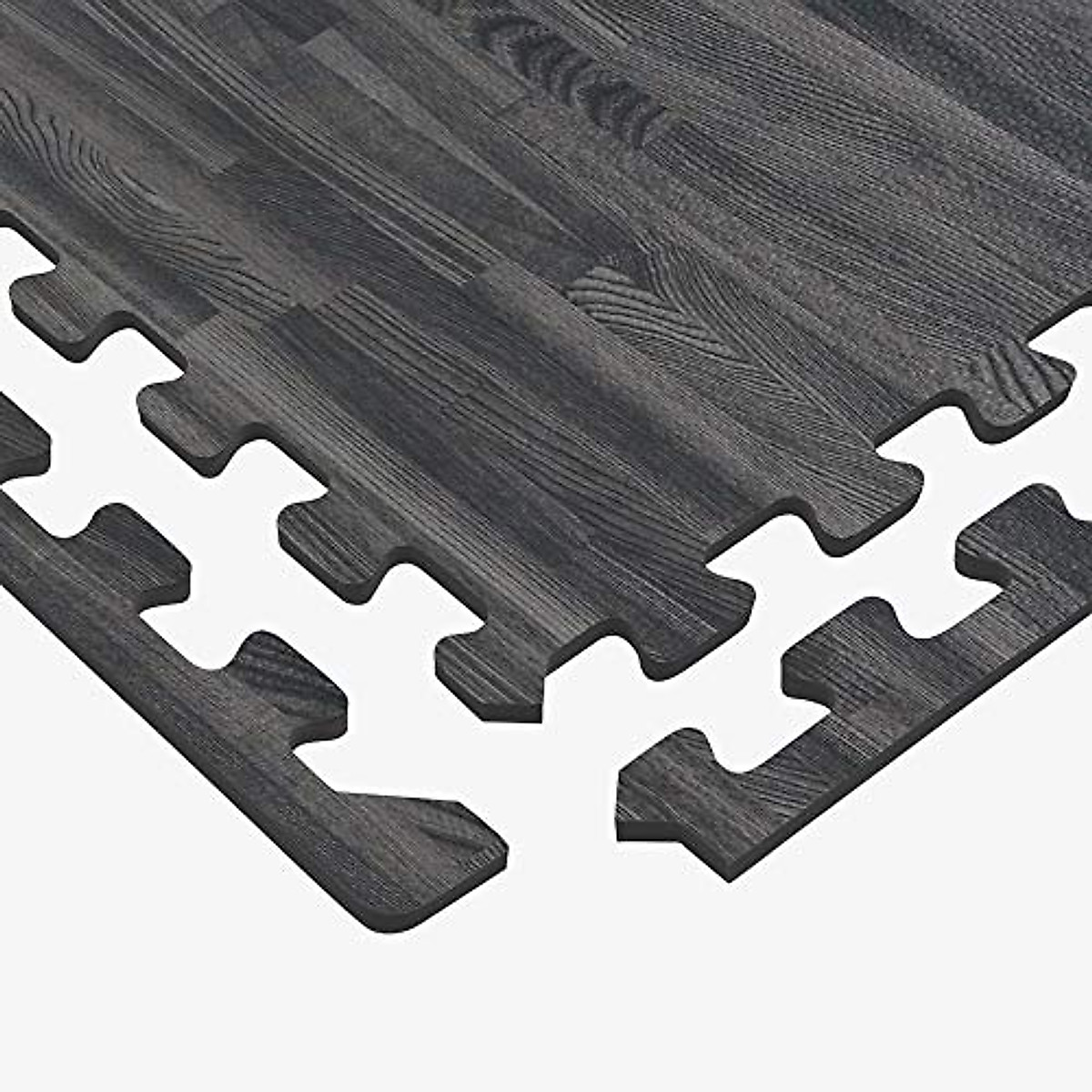 Forest Floor 3/8 Inch Thick Printed Foam Tiles, Premium Wood Grain Interlocking Foam Floor Mats, Anti-Fatigue Flooring – Stylish Flooring Solution, Carbon, 100 Sq Ft