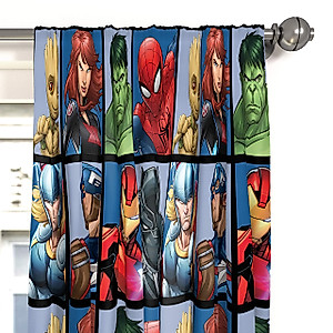 Jay Franco Marvel Avengers Team 84" inch Drapes 4 Piece Set - Beautiful Room Décor & Easy Set up - Window Curtains Include 2 Panels & 2 Tiebacks (Official Marvel Product)