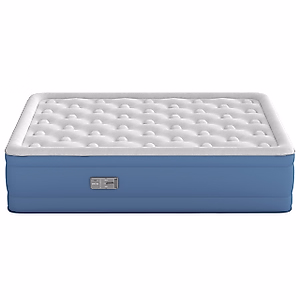 Simmons Rest Aire Mattress Air Bed with Side Built-in Pump and Soft Velveteen Topper, 17" Queen