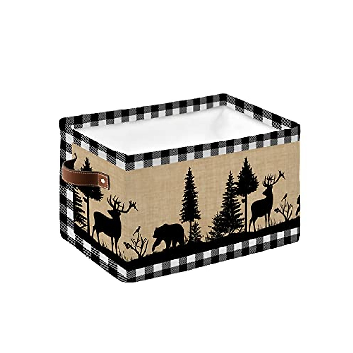 Large Capacity Storage Bins Christmas Animal Moose Elk Xmas Tree Storage Cubes, Collapsible Storage Baskets for Organizing for Bedroom Living Room Shelves Home 15x11x9.5 In