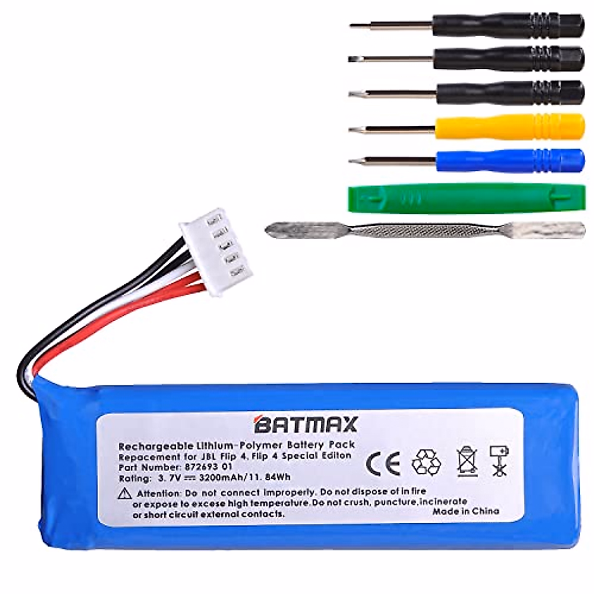 Batmax 3200mAh Battery for JBL Flip 4, Flip 4 Special Edition, JBL GSP872693 01