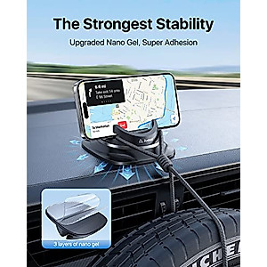 andobil 2023 Upgraded Dashboard Phone Holder Car, [ Ultra Steady, Never Slip ] Reusable Silicone Phone Mount for Car, 360°Rotatable,Compatible for iPhone, Samsung, Smartphone, GPS
