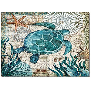 ARTSHOWING Sea Turtle Area Rug, 2' x 3' Large Indoor and Outdoor Area Rugs with No-Slip Backing, Easy to Clean, Perfect for Living Room, Patio, Picnic, Decking Ocean Animal Beach Landscape Sea Theme
