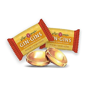 GIN GINS Double Strength Ginger Hard Candy by The Ginger People – Anti-Nausea and Digestion Aid, Individually Wrapped Healthy Candy - Double Strength Ginger Flavor, Large 1 lb Bag (16oz) - Pack of 1