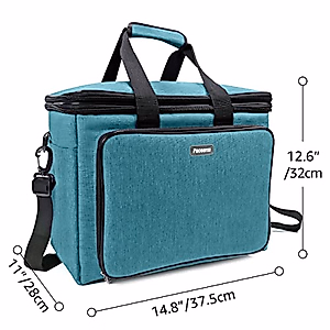 PACEARM Knitting Bag Yarn Storage Organizer, Large Crochet Bag Tote with Multiple Pockets & Divider for Projects, Knitting Needles, Crochet Hooks, Water Resistant Yarn Bag for Crocheting Accessories