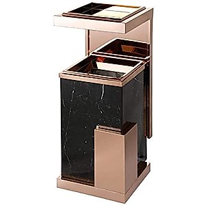 Trash Bin Trash Can Wastebasket Ashtray Garbage Bin 12L Luxury Stainless Steel Trash Can Marble Waste Bin With Ashtray Hotel Lobby Vertical Outdoor Large Garbage Bin Garbage Can Waste Bin ( Color : On