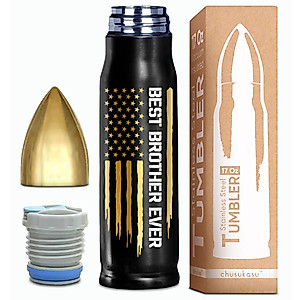 Gifts for Brother from Sister, Best Brother Ever - Bullet Tumbler 17Oz, Birthday Gifts for Brother, Older Adult Brother Present Idea for Wedding Graduation Christmas, Big Bro Coffee Cup Mug Thermos