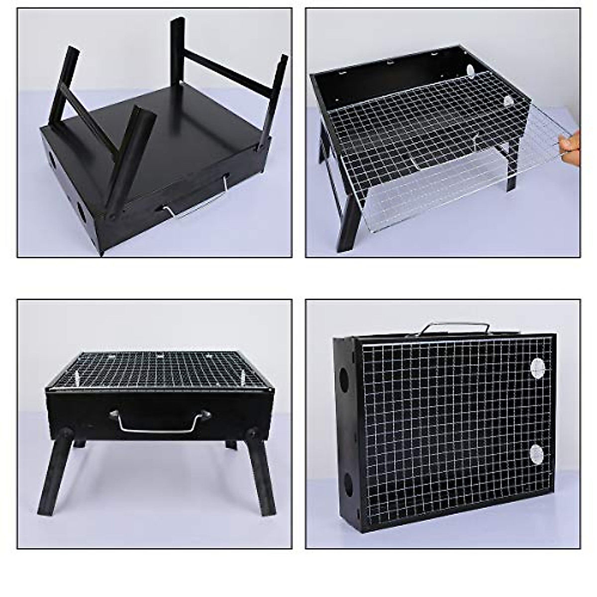 Stainless Steel Foldable Barbecue BBQ Grill, Portable Family Party Charcoal Smoker ,Camping Tabletop Grill,Outdoor BBQ for Picnic Garden Terrace Camping Travel 3.54''X13.78''X10.63''