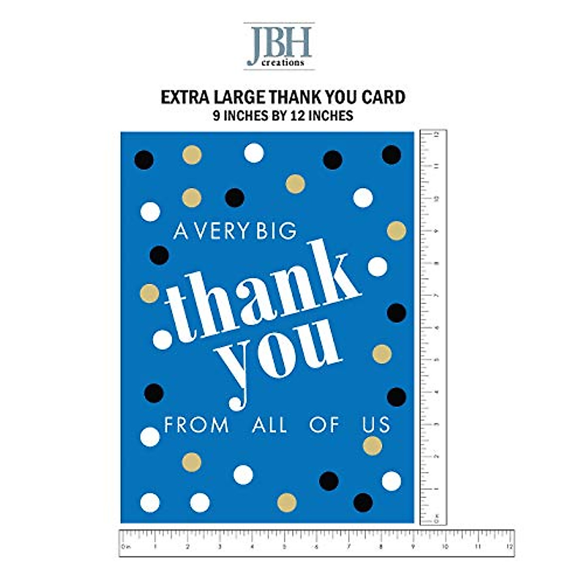 JBH Creations Big Dot Jumbo Thank You Card - Extra Large 9 x 12 with Envelope - Blue