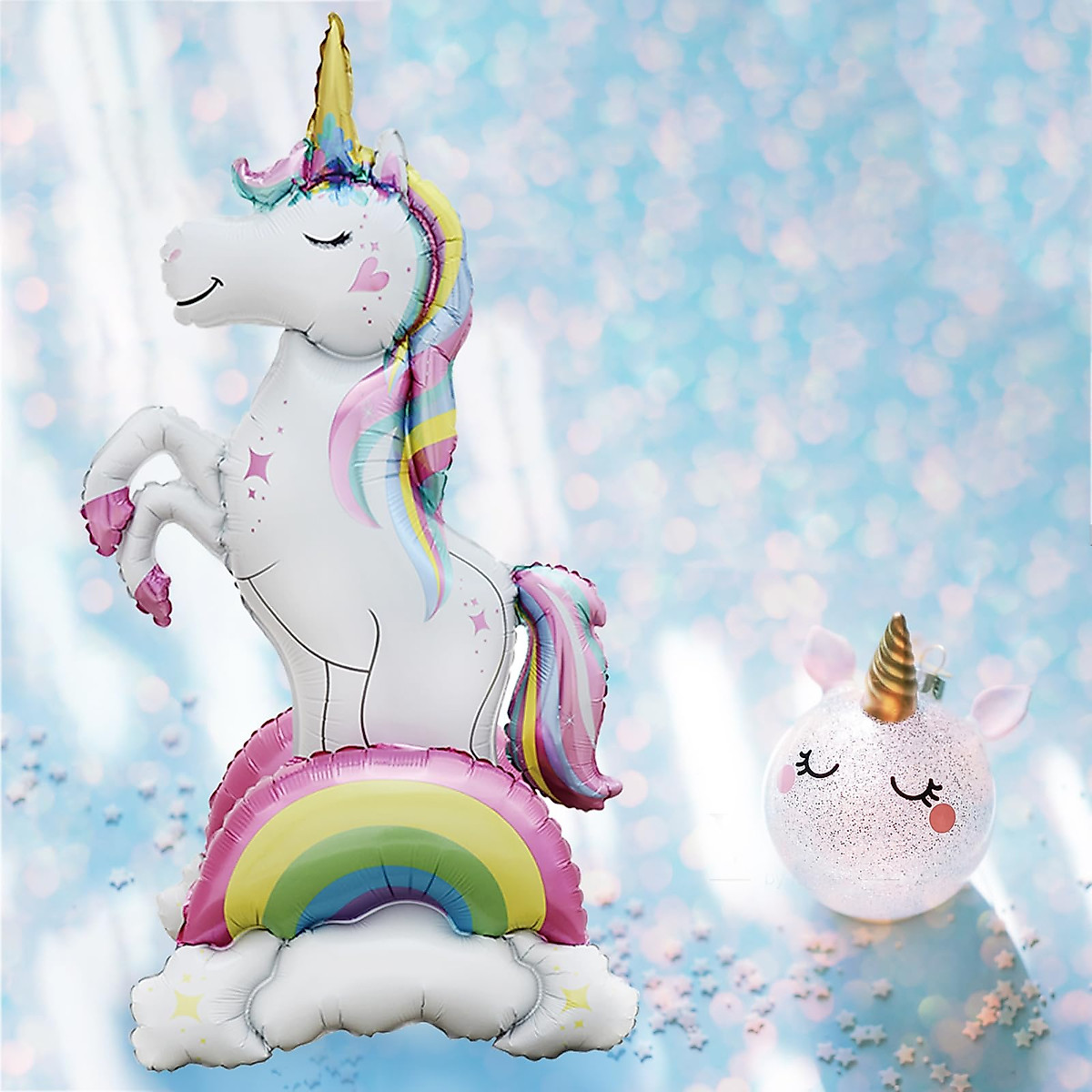 Generic Giant Standing Unicorn foil Balloon, 3D Magical Rainbow Cloud Unicorn Party Balloons, Girls Birthday Wedding Baby Shower Decorations Party Supplies (37inch)
