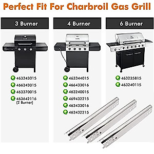 Yiming Grill Replacement Parts for Charbroil Advantage Series 3 Burner 463343015, 463642116, 463435115, 463436815, 463335115 Grill Models. Stainless Pipe Burner, Heat Plate, Carryover Tube Kit.