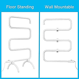 MAT EXPERT Wall-Mounted Towel Warmer, 120W Freestanding Heated Towel Rail, 5 Iron Bar Plug-in Heated Towel Drying Rack, Towel Dryer for Spa/Massage, Ideal for Bathroom/Kitchen