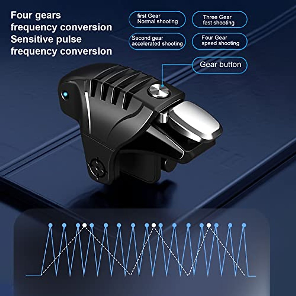 Cell Phone Cooler Mobile Game Controller PUBG Game Controller Trigger Grip Cellphone Radiators, 2Gear Positions Fan and 4 Button Pulse Gears for 6.5 to 9.5mm Thickness Mobile Phone