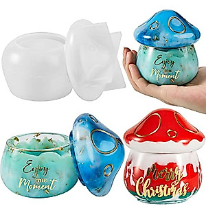 ISSEVE Jars Resin Molds, Mushroom Jars Silicone Molds with Lid, Resin Jar Silicone Molds for Storage Box, Candy Jewelry Container ,Home Decoration, DIY Resin Epoxy Casting Craft