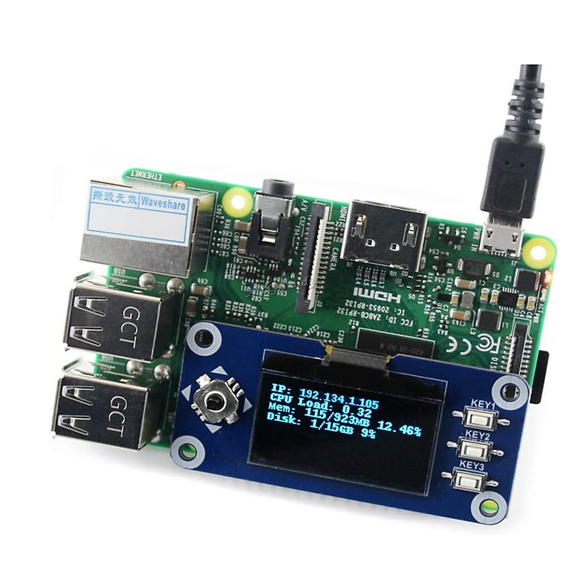 1.3inch 128x64 OLED Display HAT for Raspberry Pi 4 3 Jetson Nano SPI/I2C Interface with Embedded Controller @XYGStudy