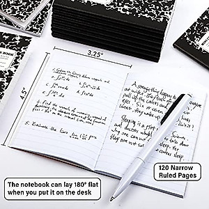 Mini Composition Notebook, Cute 30 Pack Black Narrow Ruled Mini Composition Books Bulk by Feela, Small Pocket Marble Journal Notebooks for Kids Students College Office, Pocket Size 4.5 x 3.25 in