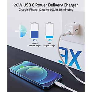 iPhone Fast Charger Apple MFi Certified, Syntech 20W USB C Wall Charger Block Ultra-Compact Charger with 6.6ft USB C to Lightning Cable, Compatible with iPhone 14/14 Pro/13/12/11/XS/XR/X/iPad/AirPods
