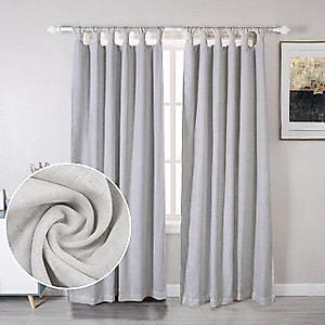DriftAway Twist Tab Linen Textured Lined Thermal Insulated Blackout Linen Curtains Solid Farmhouse and Modern Rustic Curtains for Living Room Bedroom 2 Panels 52 Inch by 84 Inch Ivory