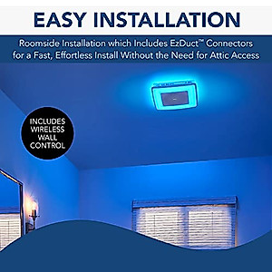 Broan-NuTone SPK110RGBL ChromaComfort Bathroom Exhaust Fan with Sensonic Bluetooth Speaker and LED Light, White