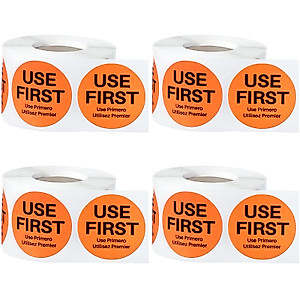 Epakh 2000 Pcs Use First Stickers Food Service 1.5 Inch Inventory Control Labels for Restaurant Permanent Adhesive Food Circle Dot Label Paper(Orange)