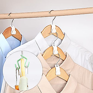 100PCS Clothes Hanger Connector Hooks, Space Saving Clothes Hanger Connector, Hanger connectors for Plastic Hangers, Clothes Hanger Connecting Hooks（White）. (Green)