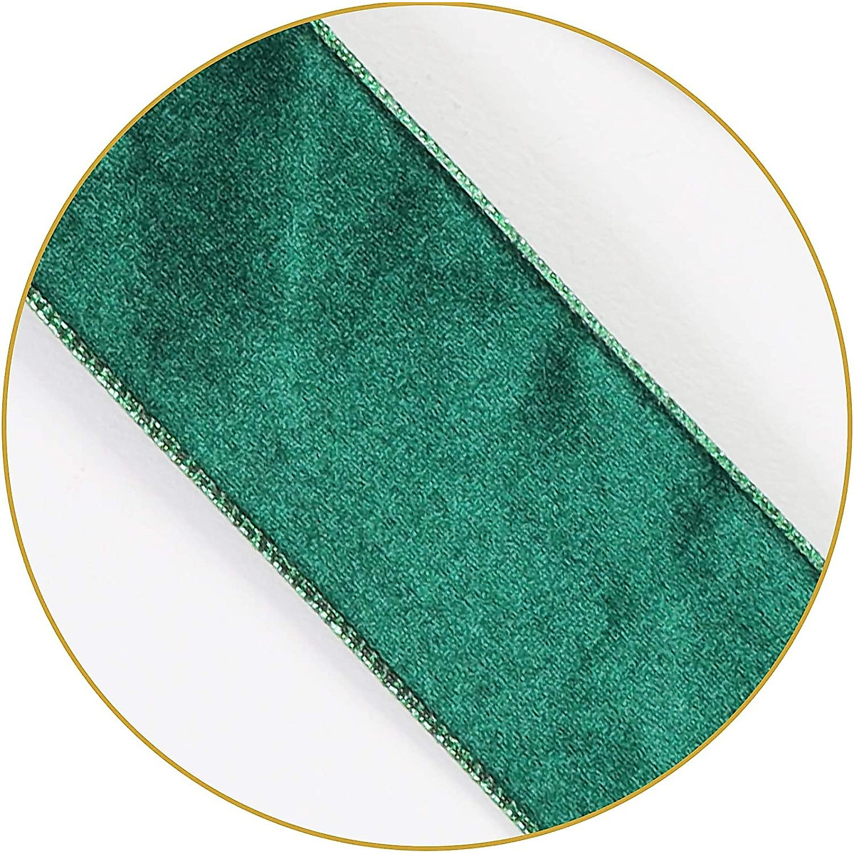 2.5Inch X 10 Yards Christmas Velvet Ribbon,2.5" Wide Wired Ribbon for Christmas Crafts Decoration, Wrapping Crafts (Green)