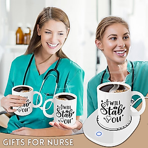 Nurse Gifts-Nurse Week Gifts Great Mug Warmer Set-Mothers Day Nurse Appreciation Gifts Smart Warmer Thermostat Coaster with Mug, Beverage Warmer Maintain Temperature 120℉-140℉